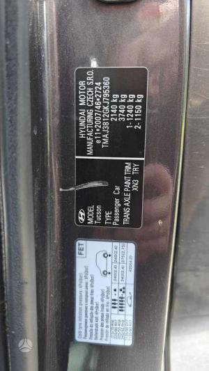 Pelēks Hyundai Tucson 2019 Viļņa, ar dzinēja tilpumu 1.59 L un nobraukumu 145 tūkst. km par 14999 €, foto 32 vietnē AUTOMOTO.COM.LV