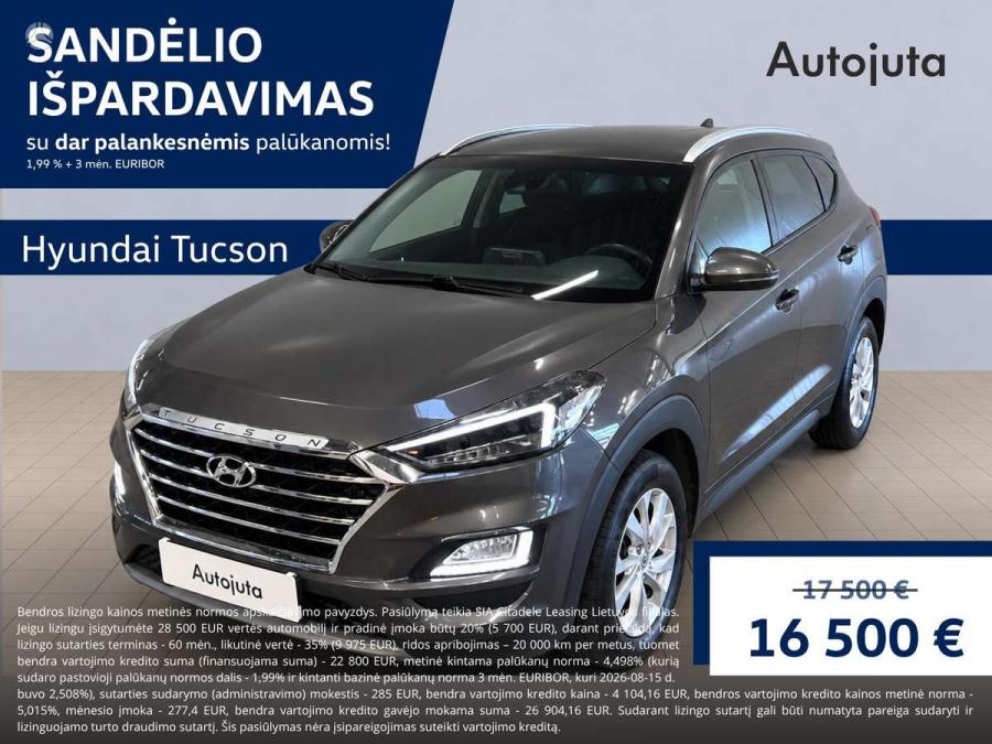 Grey Hyundai Tucson 2019 in Kaunas, with an engine capacity of 1.59 L and mileage of 45 thousand km for 16500 €, photo 1 on AUTOMOTO.COM.LV