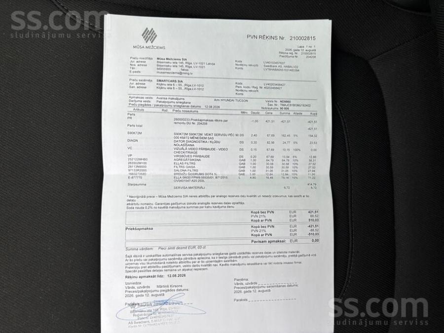 Серый Хендай Туксон 2022 в Рига, объемом двигателя 1.60 л и пробегом 91 тыс. км за 21280 €, фото 30 на AUTOMOTO.COM.LV