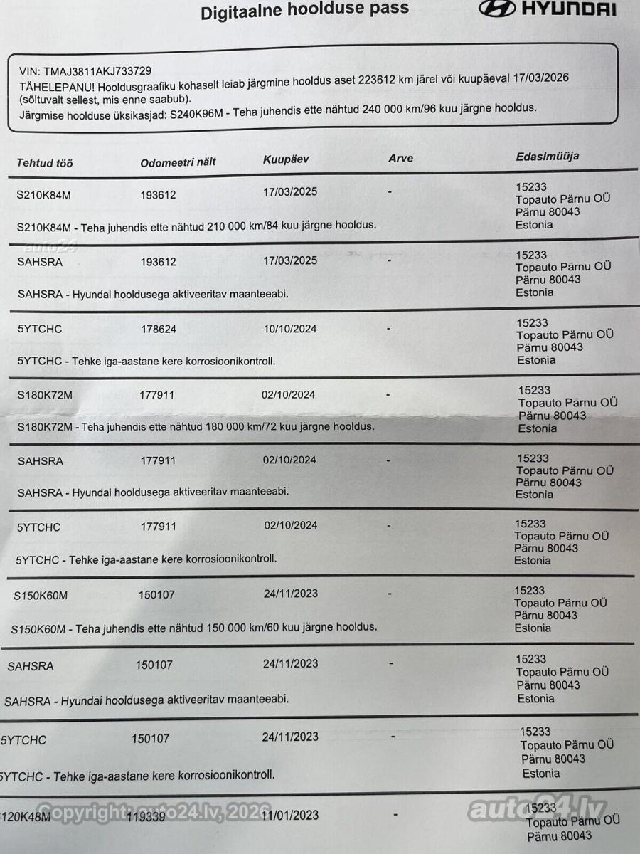 Grey Hyundai Tucson 2019 in Tallinn, with an engine capacity of 1.60 L and mileage of 197 thousand km for 12500 €, photo 13 on AUTOMOTO.COM.LV