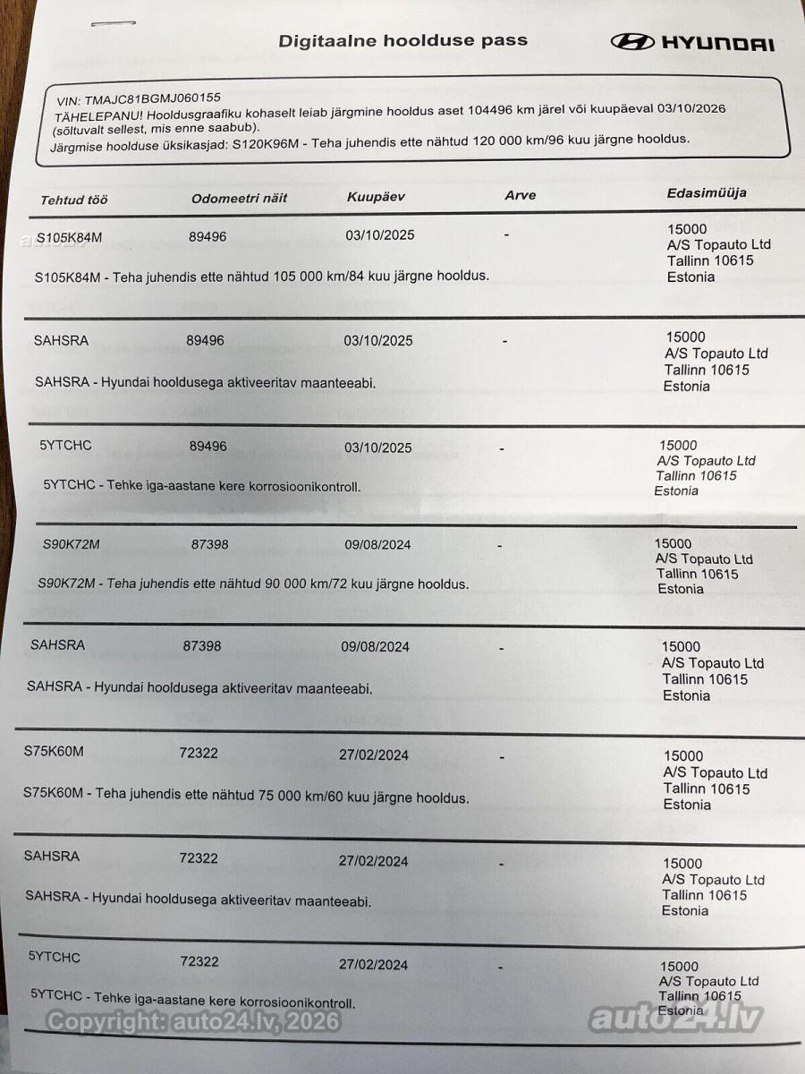 Hyundai Tucson 2021 Tallina, ar dzinēja tilpumu 1.60 L un nobraukumu 93 tūkst. km par 24700 €, foto 12 vietnē AUTOMOTO.COM.LV