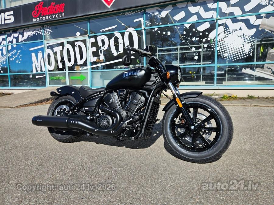 Melns Indian Scout 2026 Tallina, ar dzinēja tilpumu 1.25 L un nobraukumu 1 tūkst. km par 17990 €, foto 1 vietnē AUTOMOTO.COM.LV