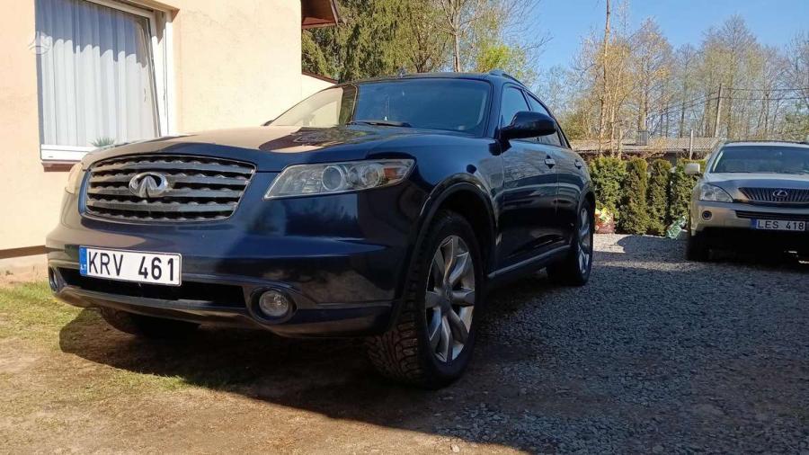 Blue Infiniti FX 35 2005 in Vilnius, with an engine capacity of 3.50 L and mileage of 346 thousand km for 3700 €, photo 7 on AUTOMOTO.COM.LV