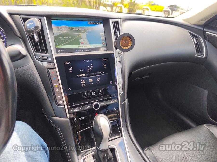 Black Infiniti Q50 2014 in Tallinn, with an engine capacity of 2.10 L and mileage of 168 thousand km for 10499 €, photo 12 on AUTOMOTO.COM.LV