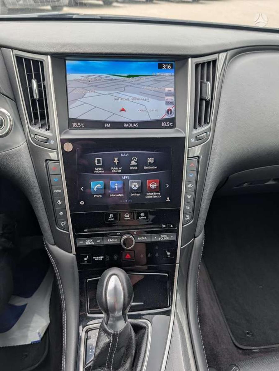 Melns Infiniti Q50 2016 Tauragė, ar dzinēja tilpumu 2.14 L un nobraukumu 231 tūkst. km par 6900 €, foto 13 vietnē AUTOMOTO.COM.LV