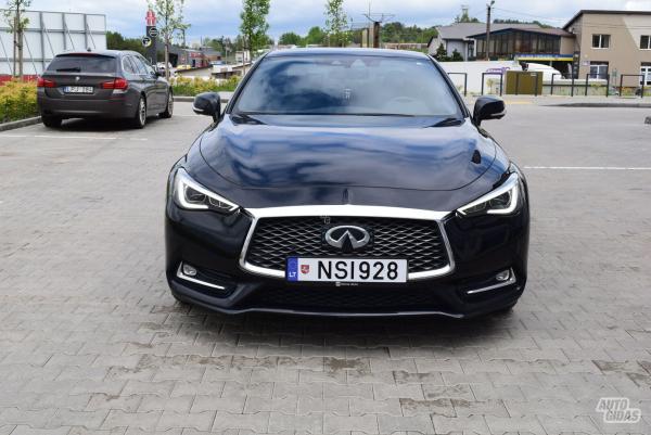 Black Infiniti Q60 2017 in Vilnius, with an engine capacity of 3.00 L and mileage of 82 thousand km for 25000 €, photo 2 on AUTOMOTO.COM.LV