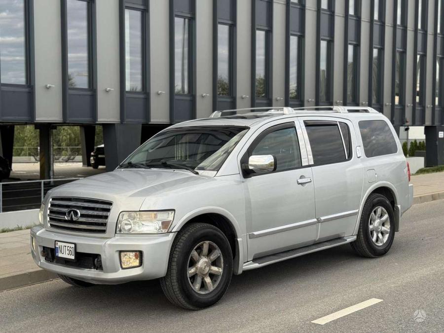 Grey Infiniti QX56 2005 in Vilnius, with an engine capacity of 5.60 L and mileage of 189 thousand km for 5650 €, photo 1 on AUTOMOTO.COM.LV