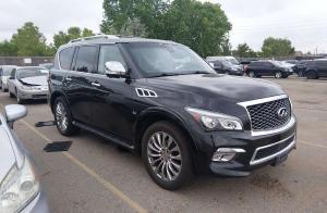 Infiniti QX80 2015 in Vilnius on AUTOMOTO.COM.LV Black Infiniti QX80 2015 in Vilnius, with an engine capacity of 5.55 L and mileage of 293 thousand km for 8500 €, photo 1 on AUTOMOTO.COM.LV