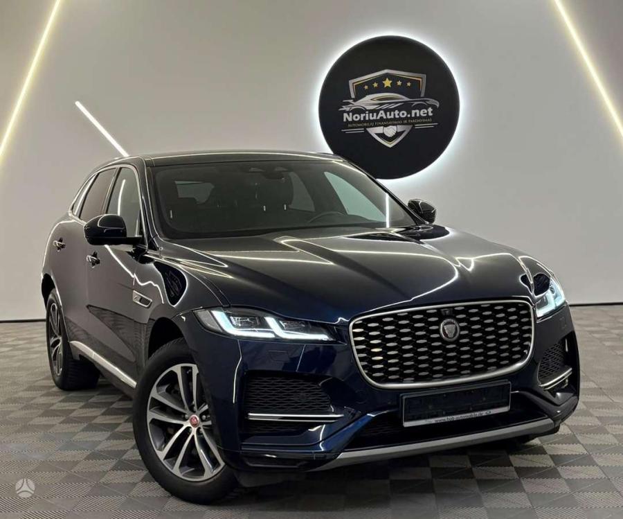 Blue Jaguar F-Pace 2021 in Marijampole, with an engine capacity of 2.00 L and mileage of 223 thousand km for 23999 €, photo 1 on AUTOMOTO.COM.LV
