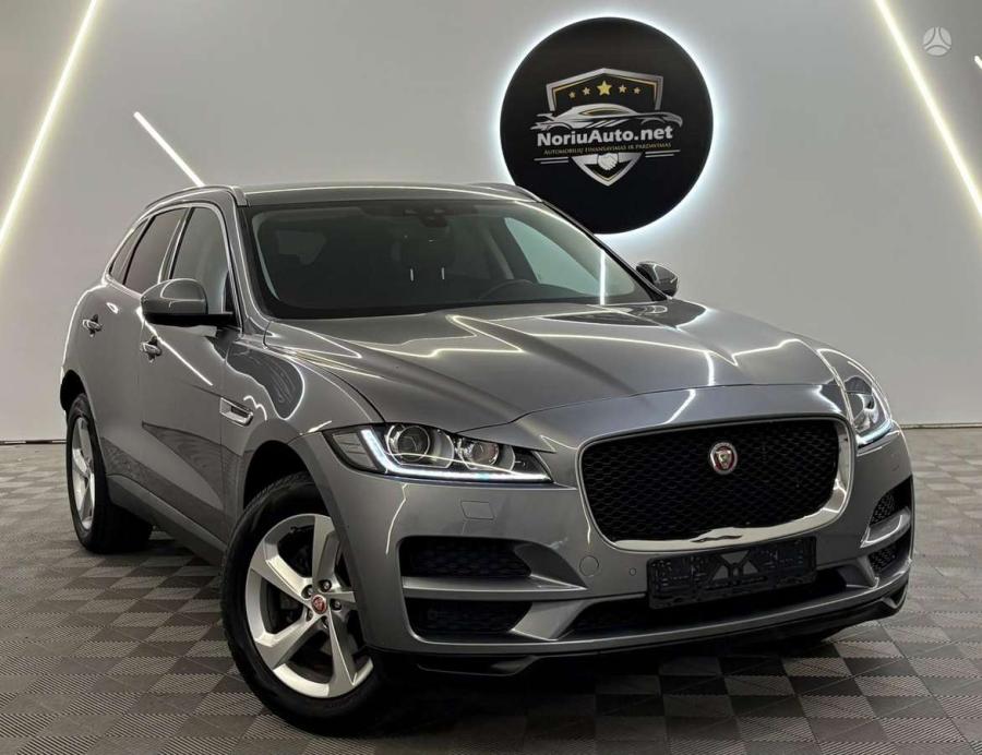Grey Jaguar F-Pace 2019 in Marijampole, with an engine capacity of 2.00 L and mileage of 159 thousand km for 12999 €, photo 1 on AUTOMOTO.COM.LV