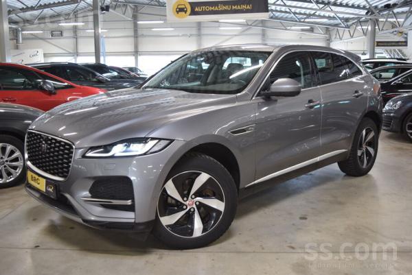 Grey Jaguar F-Pace 2021 in Riga, with an engine capacity of 2.00 L and mileage of 94 thousand km for 23400 €, photo 1 on AUTOMOTO.COM.LV