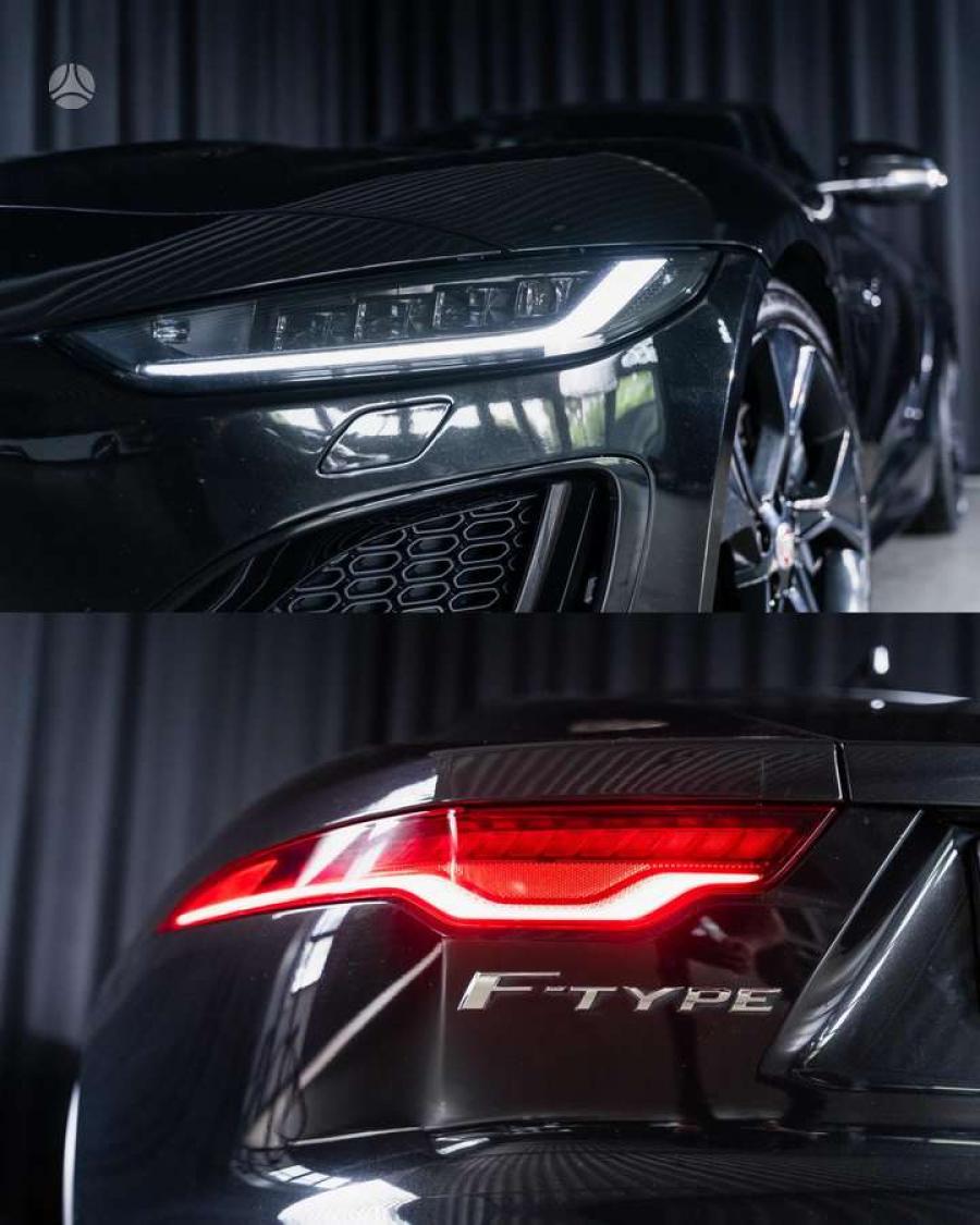 Black Jaguar F-Type 2021 in Vilnius, with an engine capacity of 5.00 L and mileage of 111 thousand km for 46999 €, photo 9 on AUTOMOTO.COM.LV