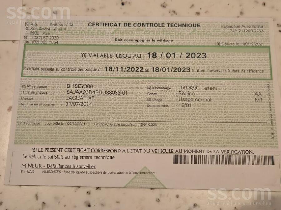 Black Jaguar XF 2015 in Jurmala, with an engine capacity of 2.20 L and mileage of 185 thousand km for 8500 €, photo 18 on AUTOMOTO.COM.LV