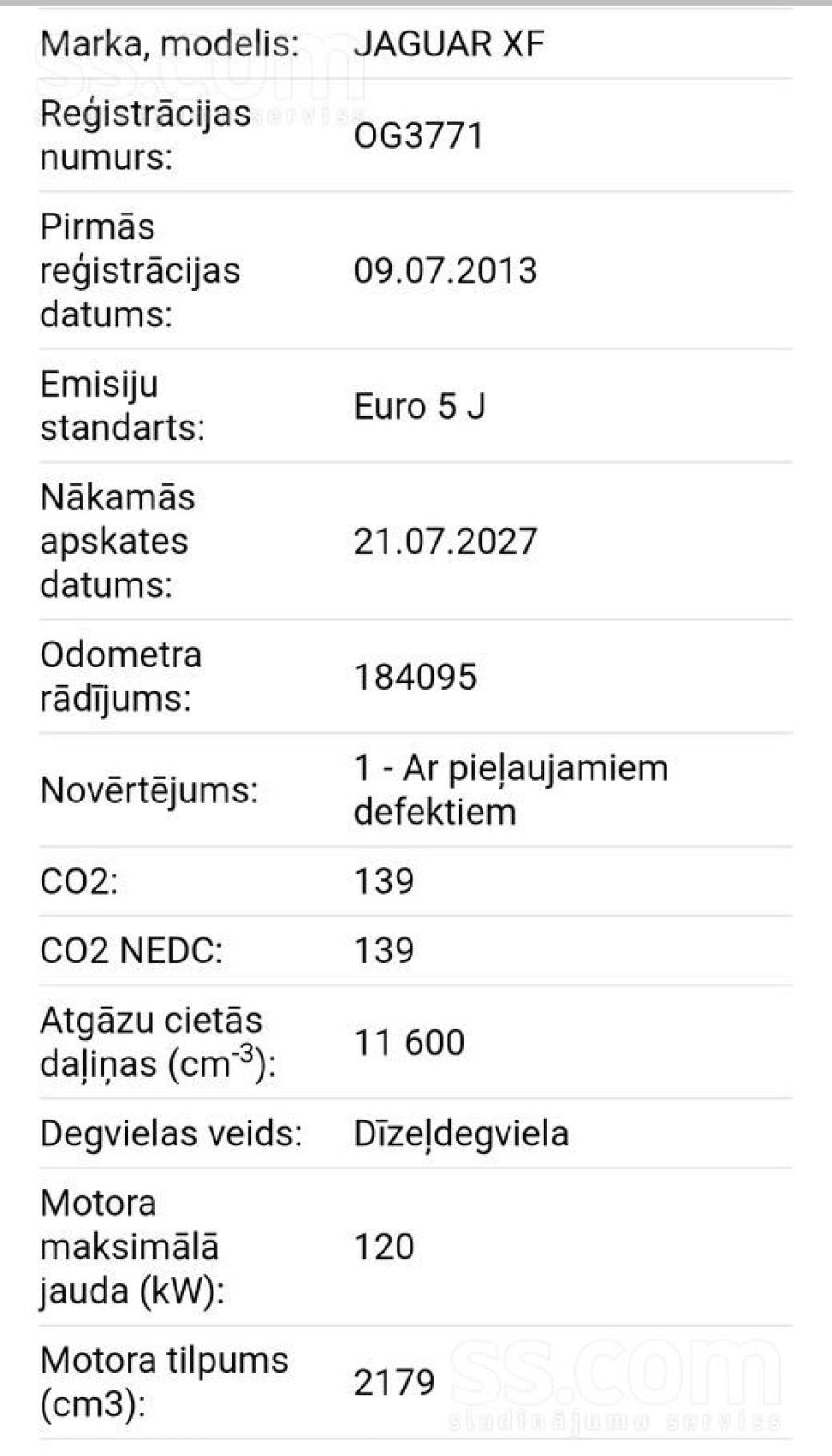Pelēks Jaguar XF 2013 Rīga, ar dzinēja tilpumu 2.20 L un nobraukumu 0 tūkst. km par 6650 €, foto 22 vietnē AUTOMOTO.COM.LV