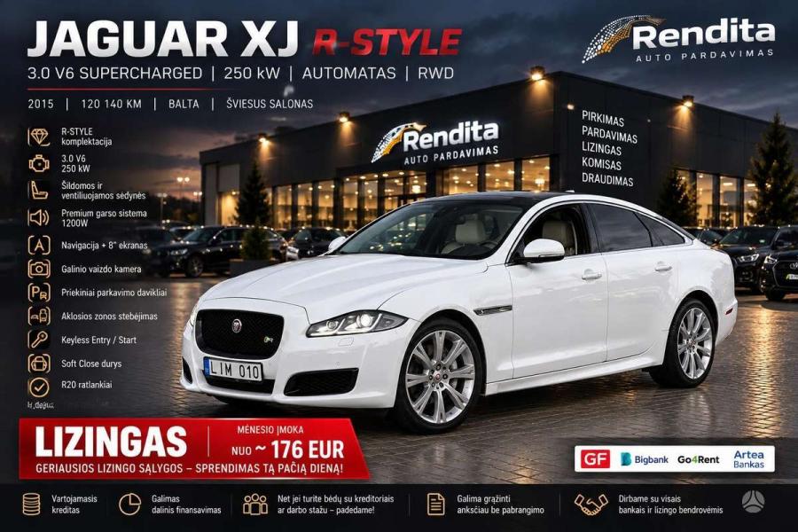 White Jaguar XJ 2015 in Kretinga, with an engine capacity of 3.00 L and mileage of 120 thousand km for 12699 €, photo 41 on AUTOMOTO.COM.LV
