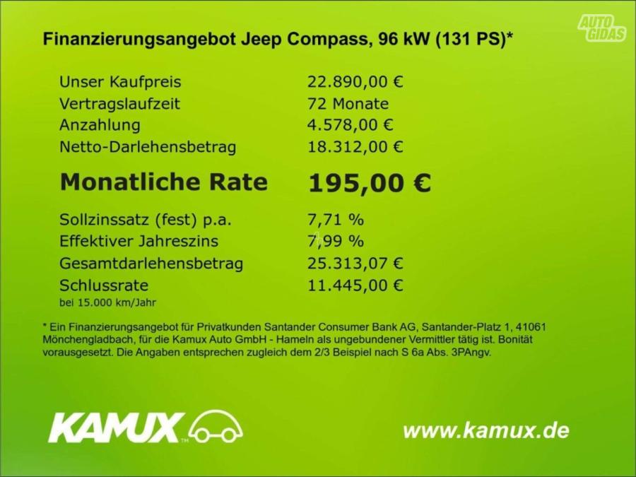 Grey Jeep Compass 2024 in Kaunas, with an engine capacity of 1.50 L and mileage of 16 thousand km for 25377 €, photo 8 on AUTOMOTO.COM.LV