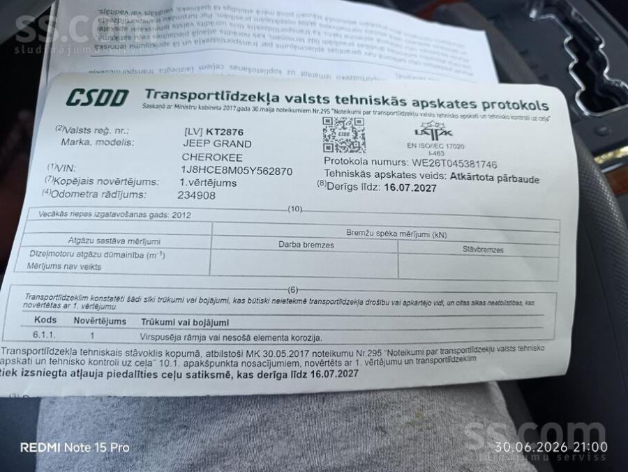 Melns Jeep Grand Cherokee 2005 Rīga, ar dzinēja tilpumu 3.00 L un nobraukumu 234 tūkst. km par 3950 €, foto 27 vietnē AUTOMOTO.COM.LV