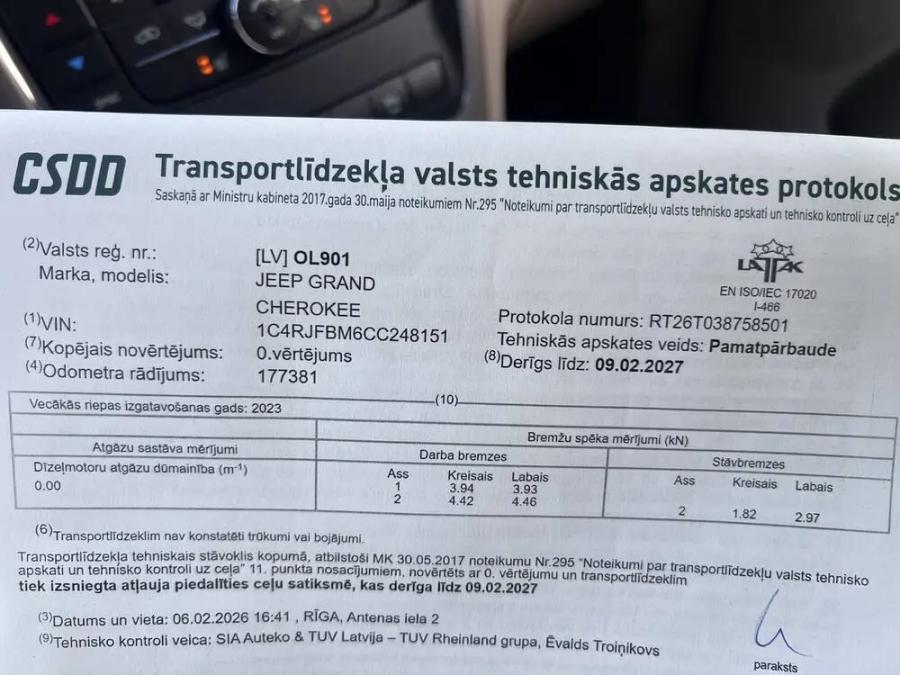 Jeep Grand Cherokee 2012 in Riga, with an engine capacity of 3.00 L and mileage of 177 thousand km for 10950 €, photo 31 on AUTOMOTO.COM.LV