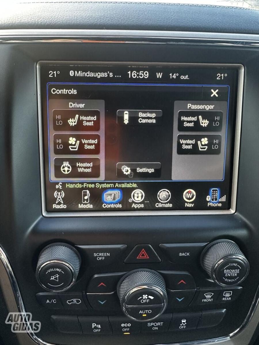 Grey Jeep Grand Cherokee 2017 in Kaunas, with an engine capacity of 5.70 L and mileage of 199 thousand km for 18000 €, photo 17 on AUTOMOTO.COM.LV