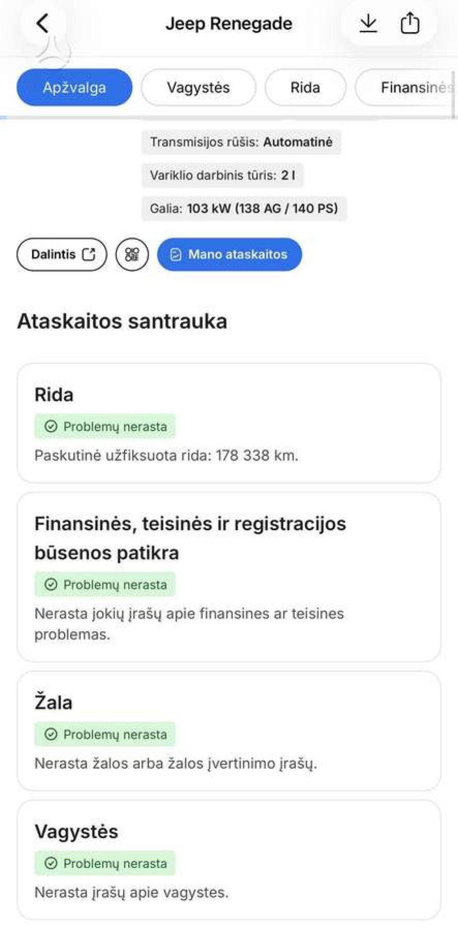 Черный Джип Ренегат 2016 в Таураге, объемом двигателя 1.96 л и пробегом 180 тыс. км за 8800 €, фото 61 на AUTOMOTO.COM.LV