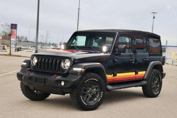 Black Jeep Wrangler 2024 in Vilnius, with an engine capacity of 2.00 L and mileage of 39 thousand km for 38999 €, photo 2 on AUTOMOTO.COM.LV