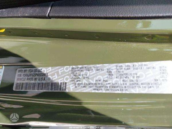 Green Jeep Wrangler 2023 in Klaipeda, with an engine capacity of 3.60 L and mileage of 23 thousand km for 14900 €, photo 9 on AUTOMOTO.COM.LV