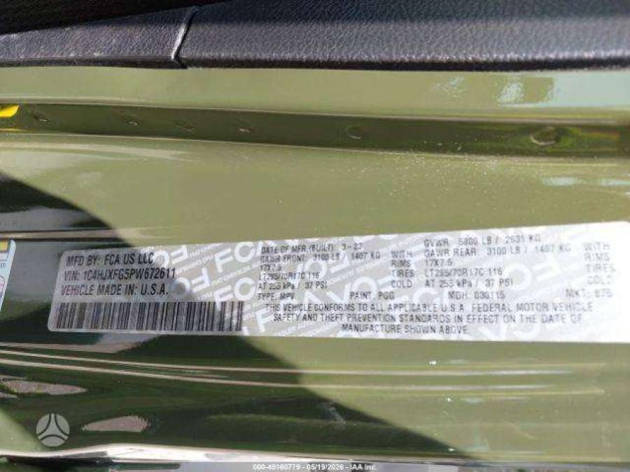 Green Jeep Wrangler 2023 in Klaipeda, with an engine capacity of 3.60 L and mileage of 23 thousand km for 14900 €, photo 10 on AUTOMOTO.COM.LV