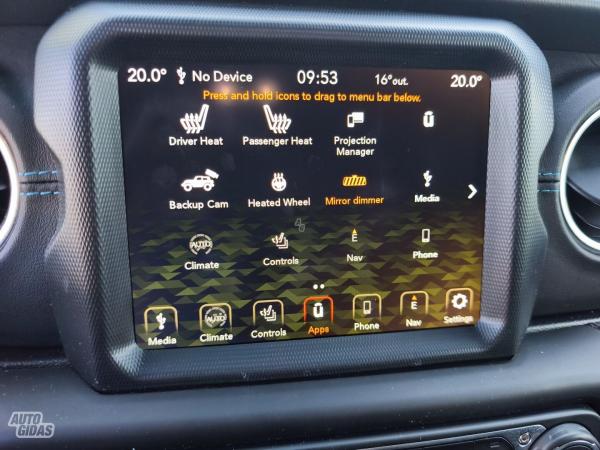 Grey Jeep Wrangler 2022 in Kaunas, with an engine capacity of 2.00 L and mileage of 72 thousand km for 51999 €, photo 9 on AUTOMOTO.COM.LV