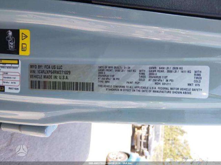 Pelēks Jeep Wrangler 2024 Klaipėda, ar dzinēja tilpumu 2.00 L un nobraukumu 72 tūkst. km par 19500 €, foto 10 vietnē AUTOMOTO.COM.LV