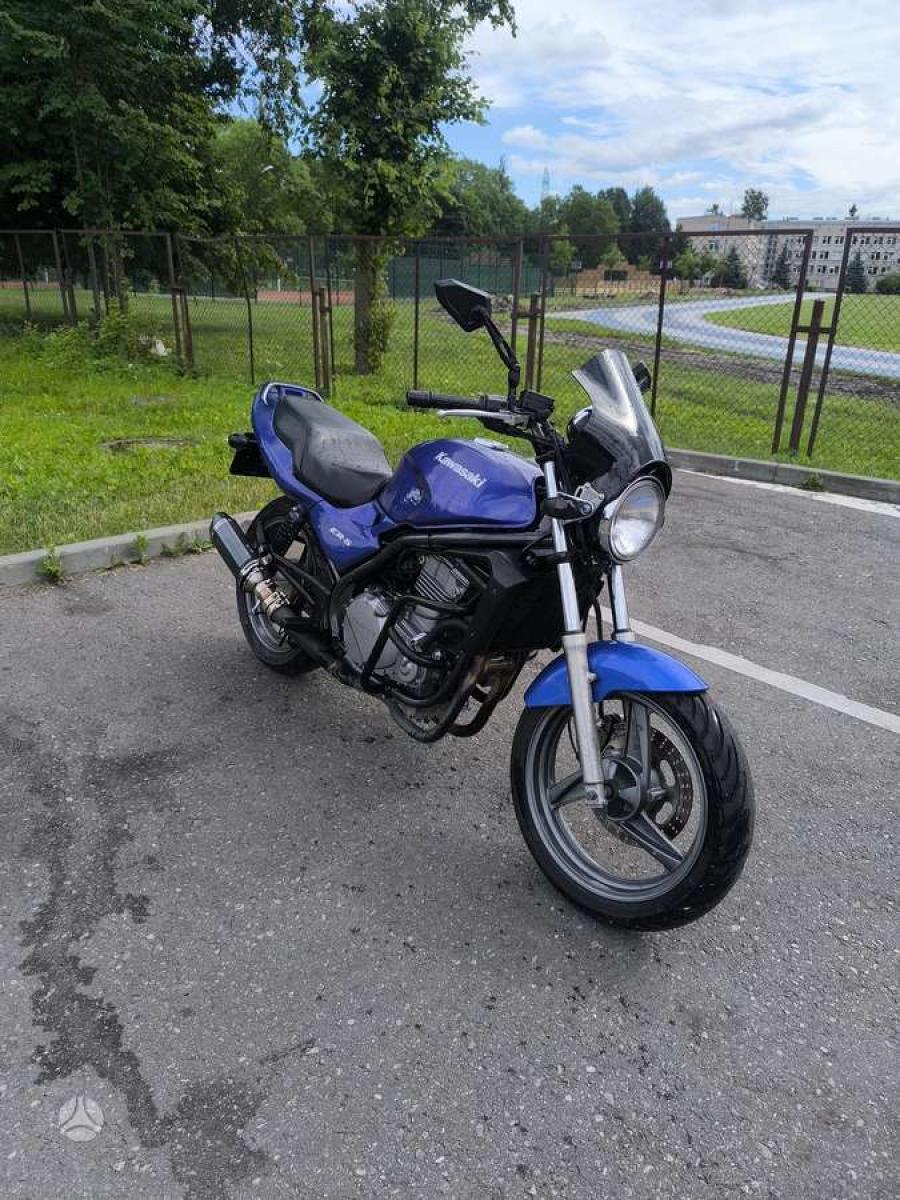 Blue Kawasaki ER 1999 in Klaipeda, with an engine capacity of 0.50 L and mileage of 58 thousand km for 1400 €, photo 1 on AUTOMOTO.COM.LV