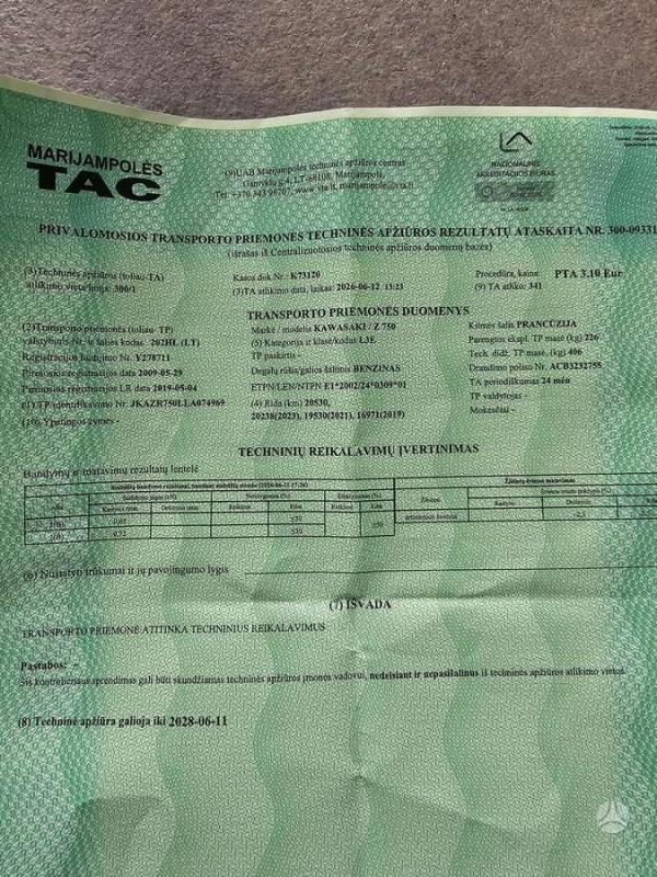 Черный Кавасаки Z 2009 в Мариямполе, объемом двигателя 0.75 л и пробегом 21 тыс. км за 3650 €, фото 9 на AUTOMOTO.COM.LV