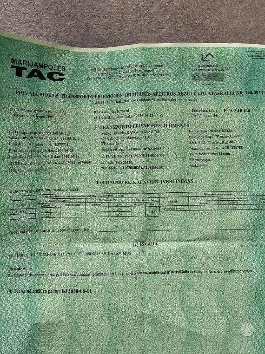 Черный Кавасаки Z 2009 в Мариямполе, объемом двигателя 0.75 л и пробегом 21 тыс. км за 3650 €, фото 10 на AUTOMOTO.COM.LV