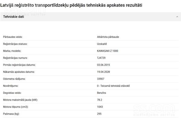 Kawasaki Z1000 2015 Talsi, ar dzinēja tilpumu 1.04 L un nobraukumu 0 tūkst. km par 7500 €, foto 6 vietnē AUTOMOTO.COM.LV