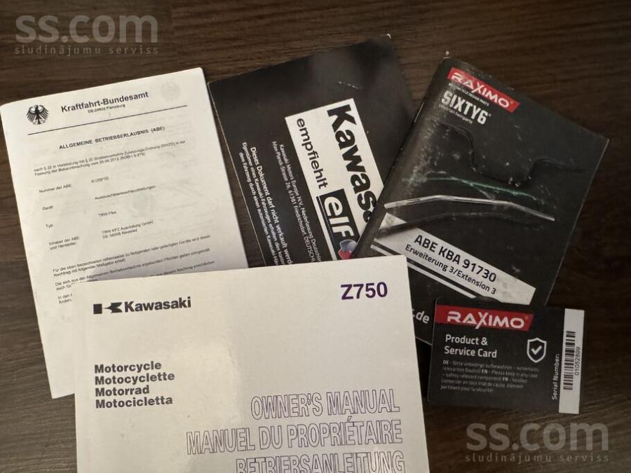 Кавасаки З 750 2006 в Рига, объемом двигателя 0.75 л и пробегом 0 тыс. км за 3300 €, фото 7 на AUTOMOTO.COM.LV