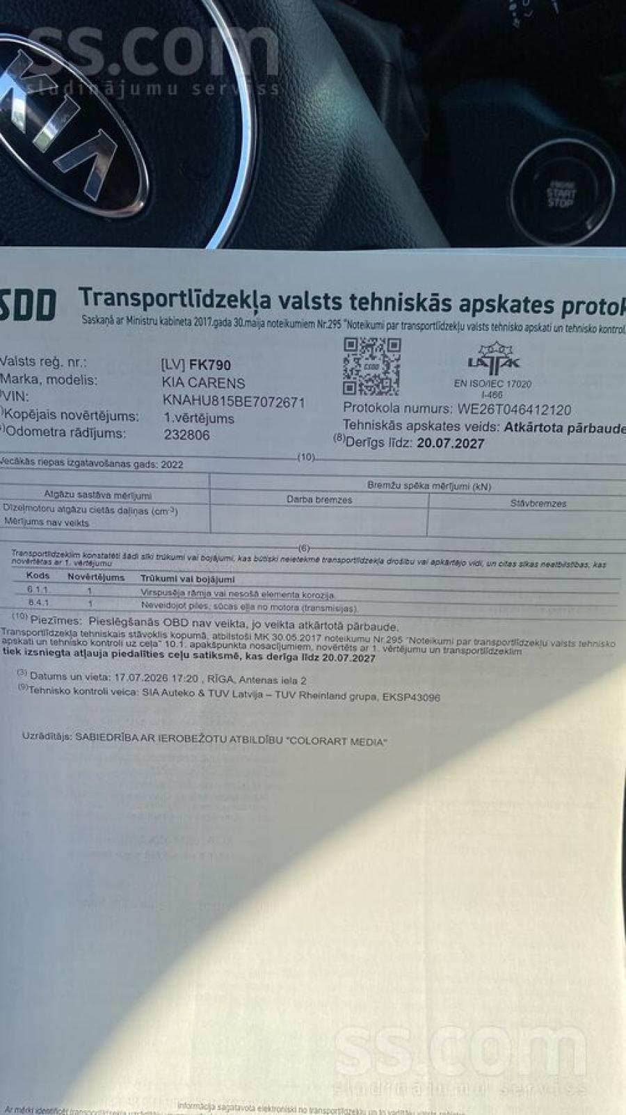 Sarkans Kia Carens 2013 Jelgava, ar dzinēja tilpumu 1.60 L un nobraukumu 233 tūkst. km par 5300 €, foto 8 vietnē AUTOMOTO.COM.LV