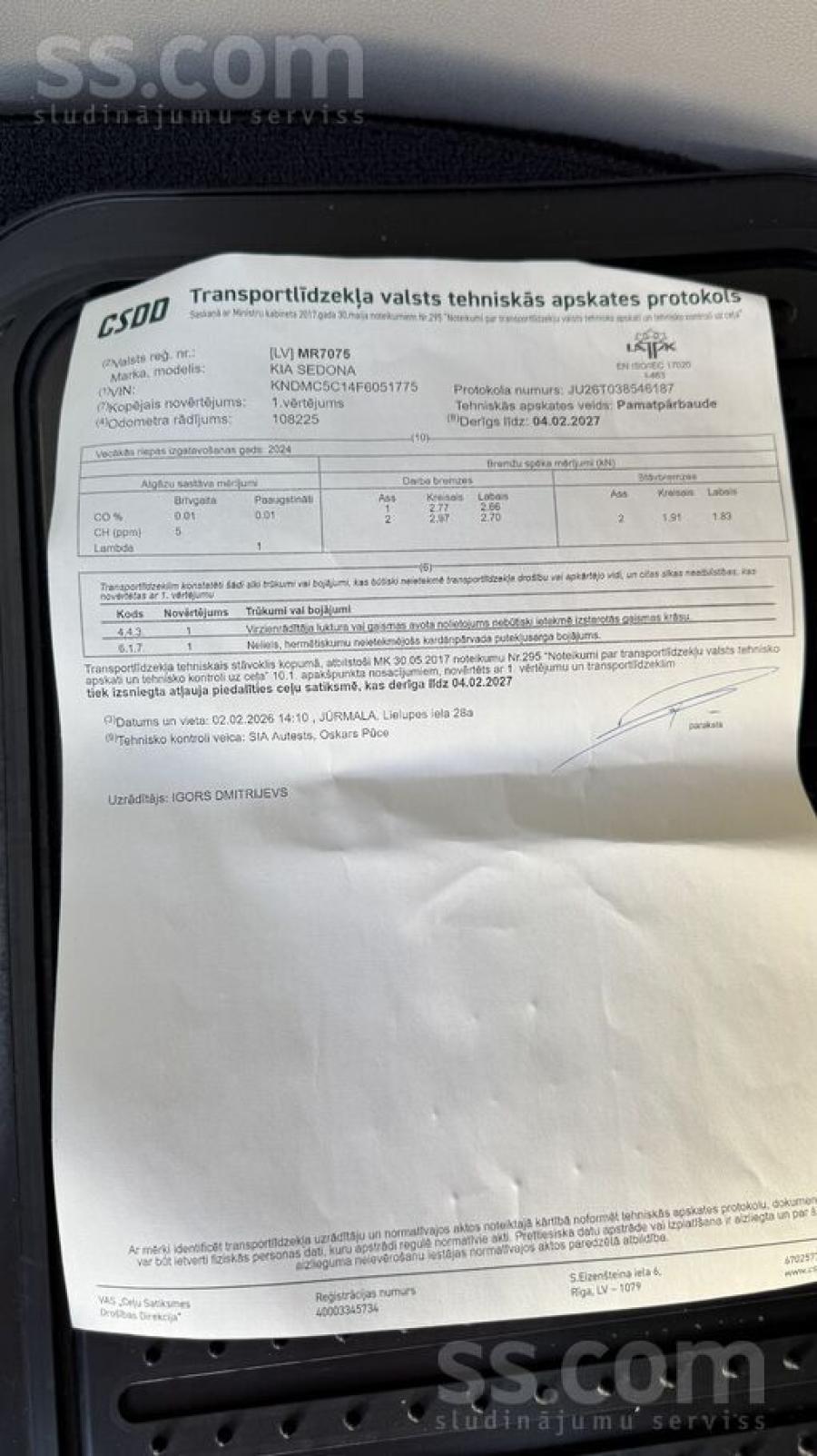 Kia Carnival 2015 in Jurmala, with an engine capacity of 3.30 L and mileage of 174 thousand km for 11200 €, photo 28 on AUTOMOTO.COM.LV
