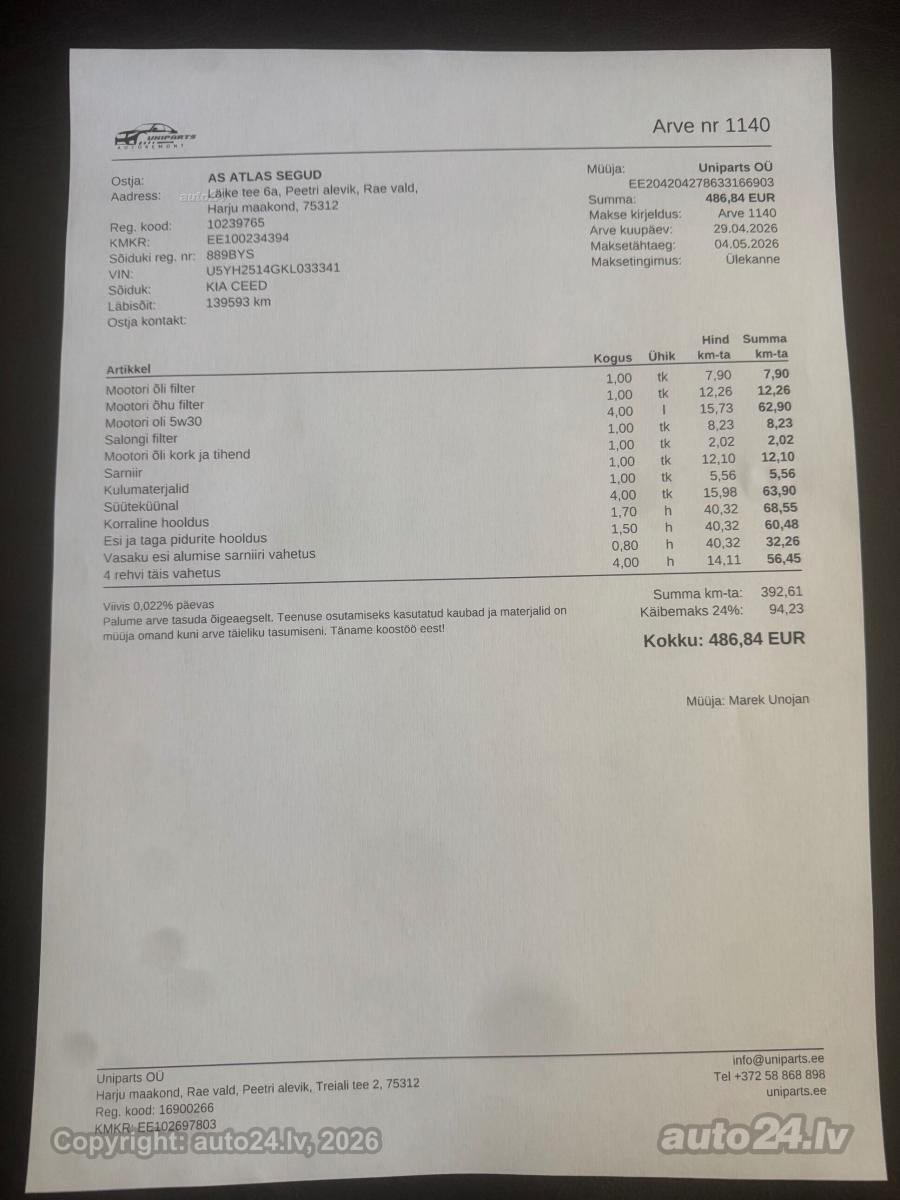 Серый Киа Сид 2018 в Таллин, объемом двигателя 1.40 л и пробегом 141 тыс. км за 11900 €, фото 19 на AUTOMOTO.COM.LV