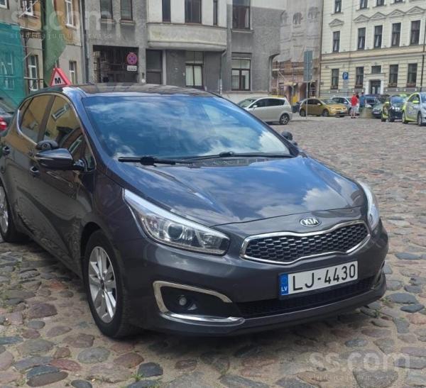 Grey Kia Ceed 2018 in Riga, with an engine capacity of 1.60 L and mileage of 186 thousand km for 6499 €, photo 1 on AUTOMOTO.COM.LV
