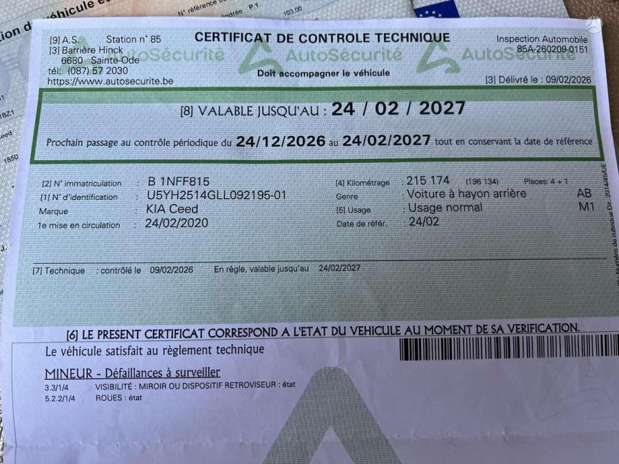 Grey Kia Ceed 2020 in Birstonas, with an engine capacity of 1.35 L and mileage of 220 thousand km for 11350 €, photo 20 on AUTOMOTO.COM.LV