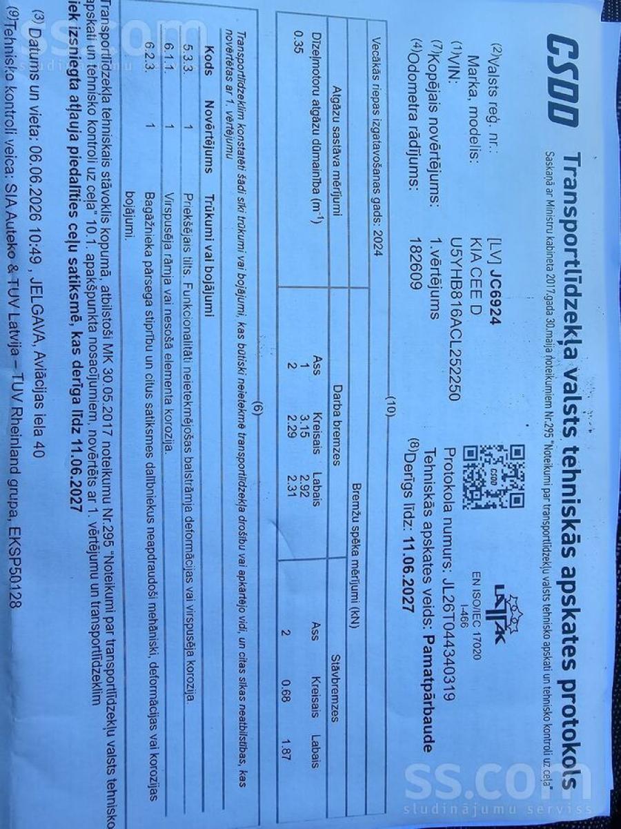 Pelēks Kia Ceed 2012 Jelgava, ar dzinēja tilpumu 1.60 L un nobraukumu 183 tūkst. km par 2800 €, foto 10 vietnē AUTOMOTO.COM.LV