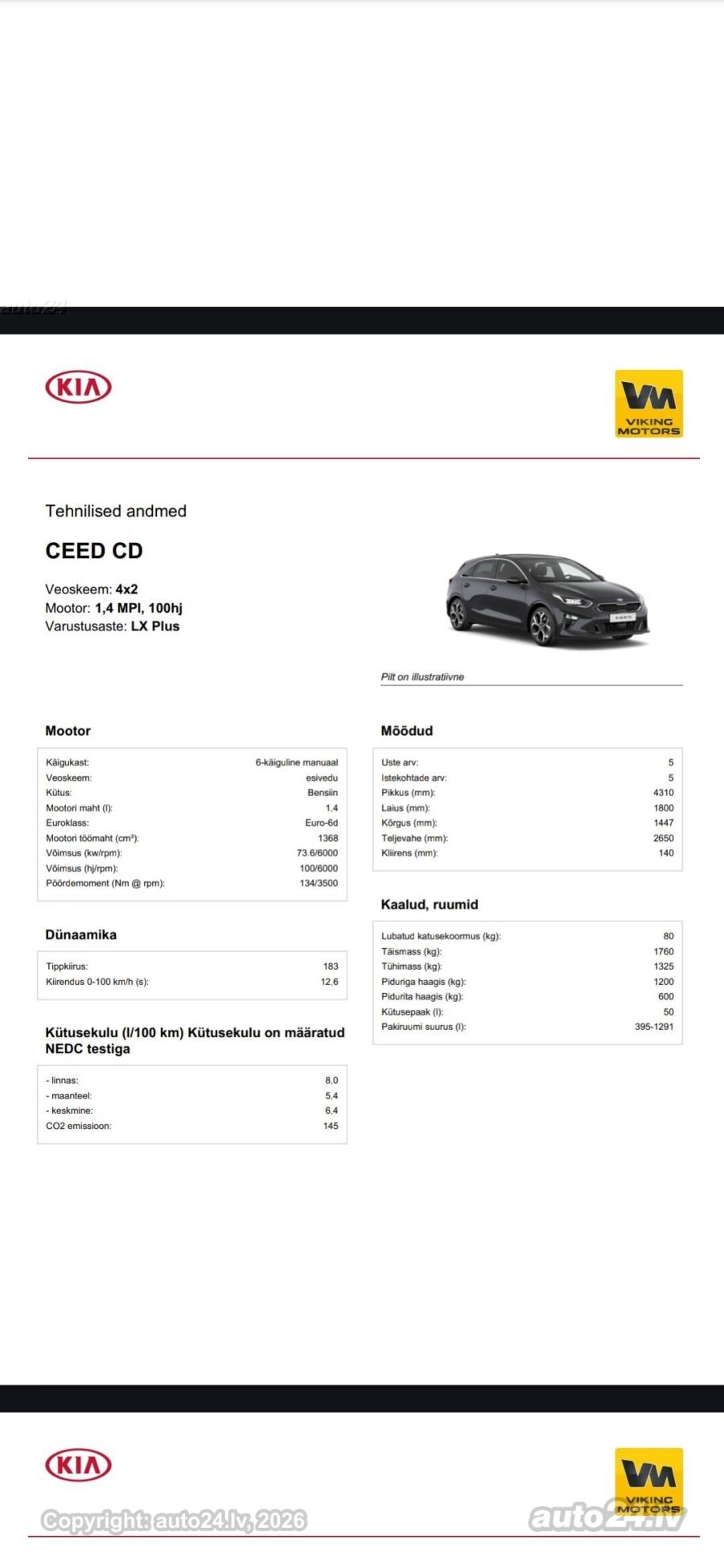 Белый Киа Сид 2019 в Таллин, объемом двигателя 1.40 л и пробегом 89 тыс. км за 10900 €, фото 18 на AUTOMOTO.COM.LV