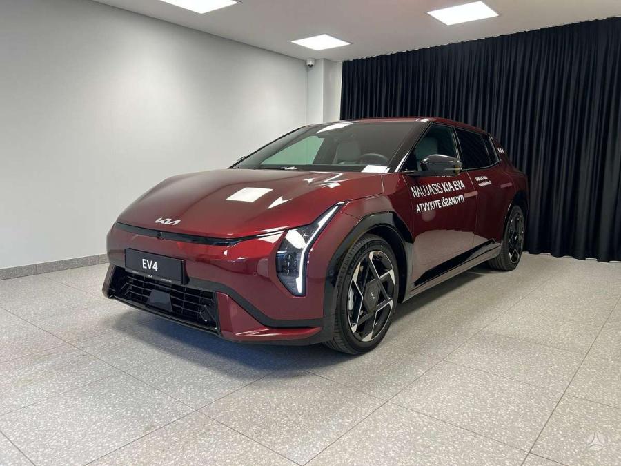 Red Kia EV4 2026 in Vilnius, with an engine capacity of 0.00 L and mileage of 1 thousand km for 46990 €, photo 1 on AUTOMOTO.COM.LV