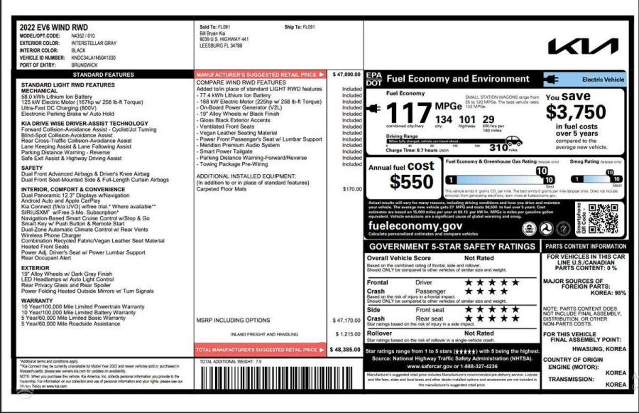 Grey Kia EV6 2022 in Alytus, with an engine capacity of 0.00 L and mileage of 80 thousand km for 14500 €, photo 1 on AUTOMOTO.COM.LV