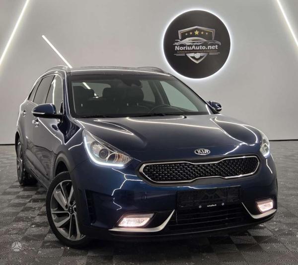 Blue Kia Niro 2016 in Marijampole, with an engine capacity of 1.58 L and mileage of 115 thousand km for 12750 €, photo 1 on AUTOMOTO.COM.LV