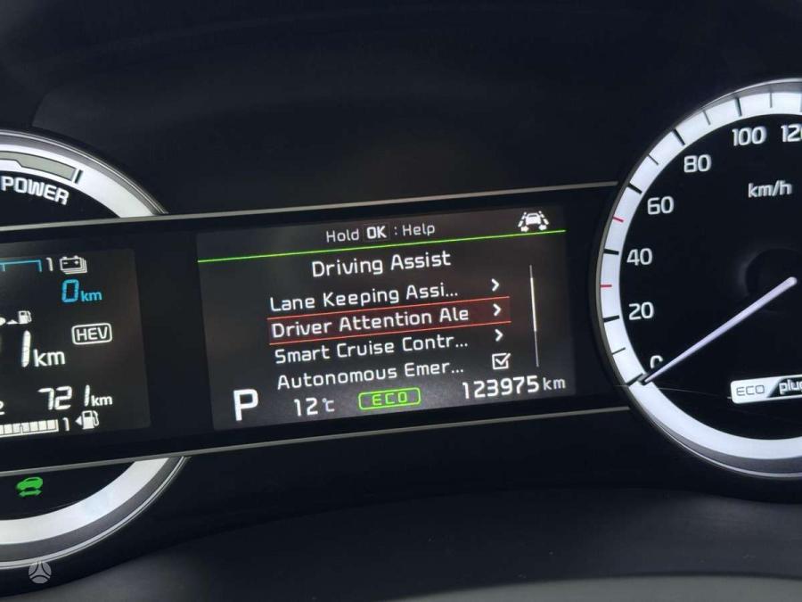 Grey Kia Niro 2018 in Vilnius, with an engine capacity of 1.60 L and mileage of 124 thousand km for 12850 €, photo 14 on AUTOMOTO.COM.LV