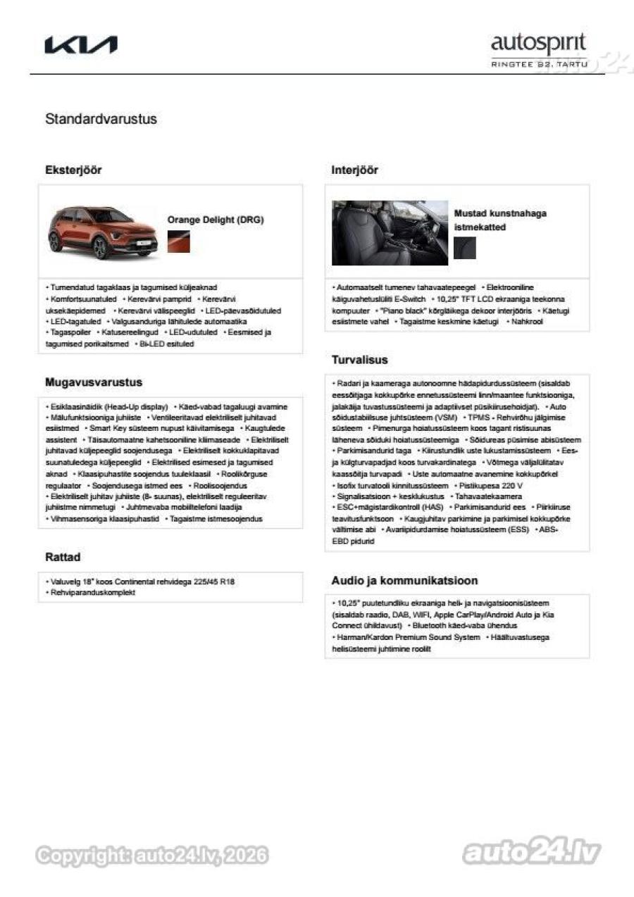 Киа Niro 2022 в Таллин, объемом двигателя 1.60 л и пробегом 23 тыс. км за 25500 €, фото 30 на AUTOMOTO.COM.LV