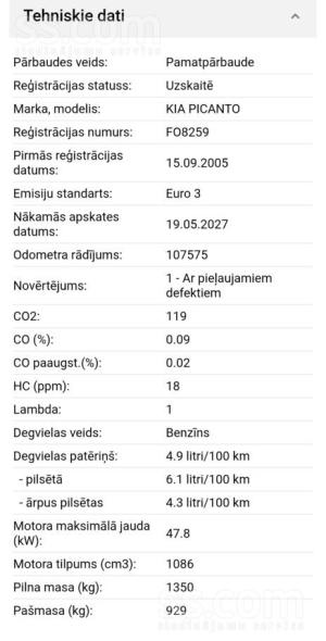 Oranžs Kia Picanto 2005 Ventspils, ar dzinēja tilpumu 1.00 L un nobraukumu 110 tūkst. km par 1000 €, foto 11 vietnē AUTOMOTO.COM.LV