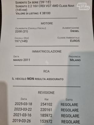 Серый Киа Соренто 2011 в Игналина, объемом двигателя 2.20 л и пробегом 267 тыс. км за 5750 €, фото 20 на AUTOMOTO.COM.LV