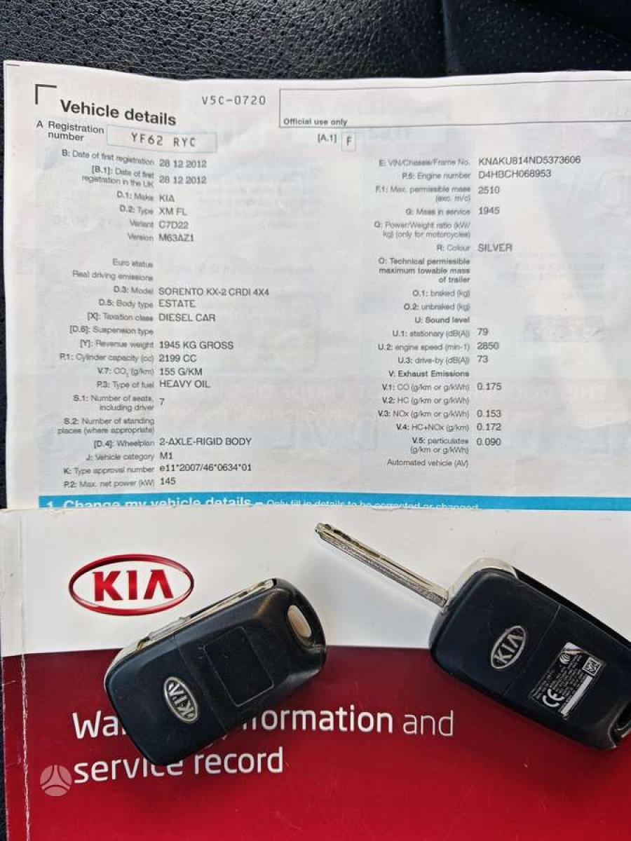 Pelēks Kia Sorento 2013 Kauņa, ar dzinēja tilpumu 2.20 L un nobraukumu 141 tūkst. km par 2900 €, foto 30 vietnē AUTOMOTO.COM.LV