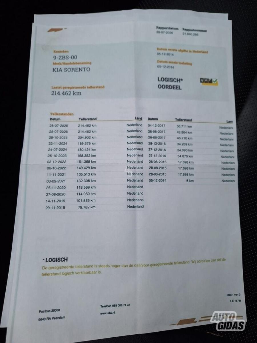 Grey Kia Sorento 2015 in Kaunas, with an engine capacity of 2.20 L and mileage of 214 thousand km for 13300 €, photo 27 on AUTOMOTO.COM.LV
